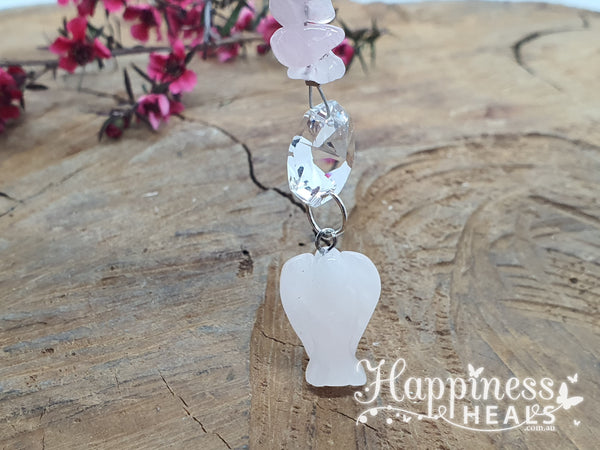 Rose Quartz Angel and Chip Suncatcher - Happiness Heals